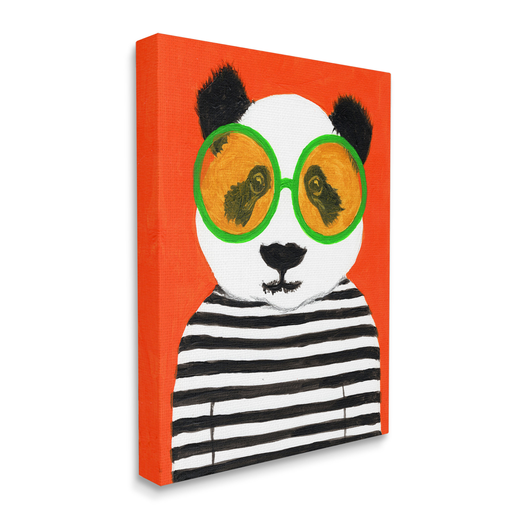 Stupell Industries Au-920-Canvas Bold Panda Bear Striped Shirt On ...