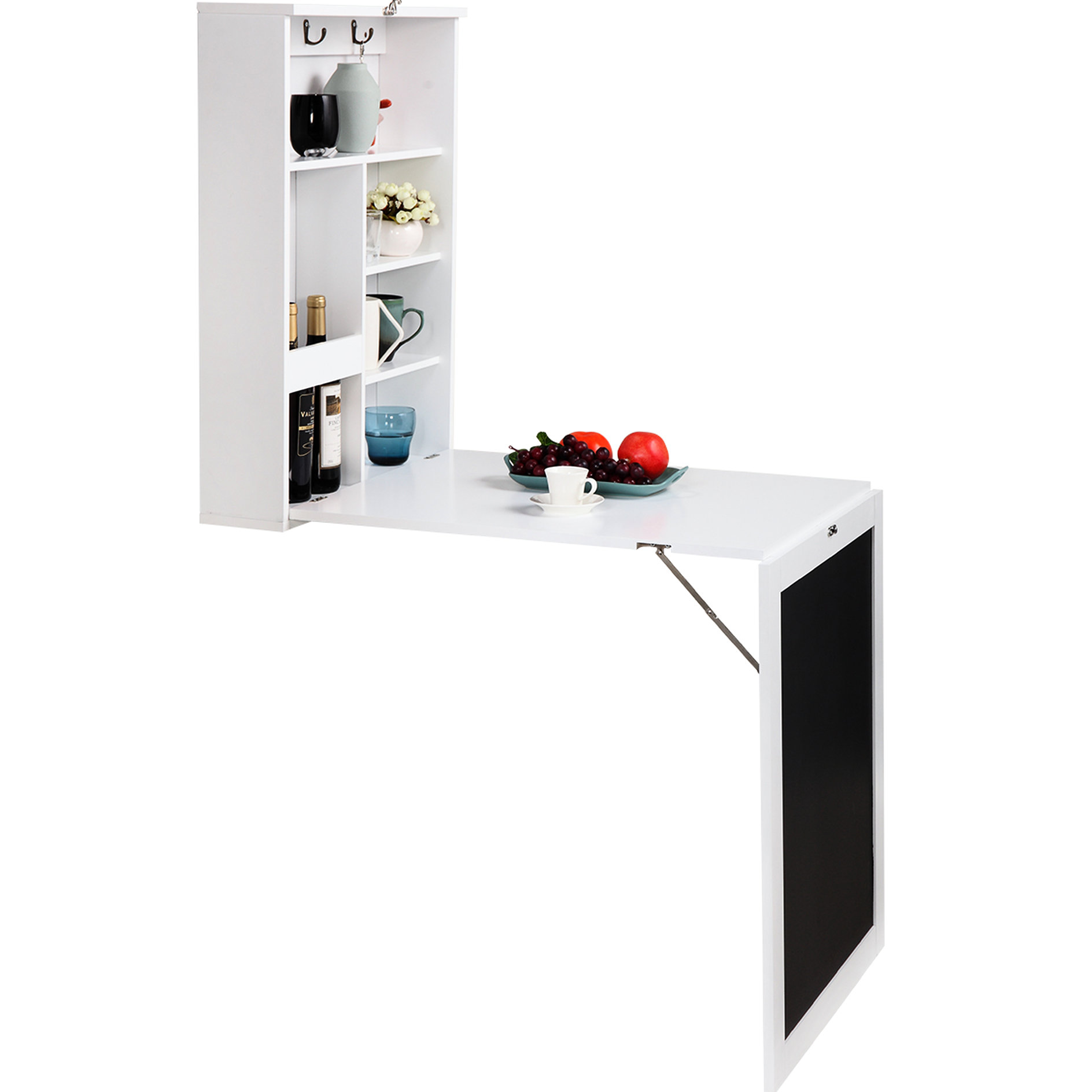 Latitude Run® Space Saving Foldable Desk With Storage And Blackboard ...