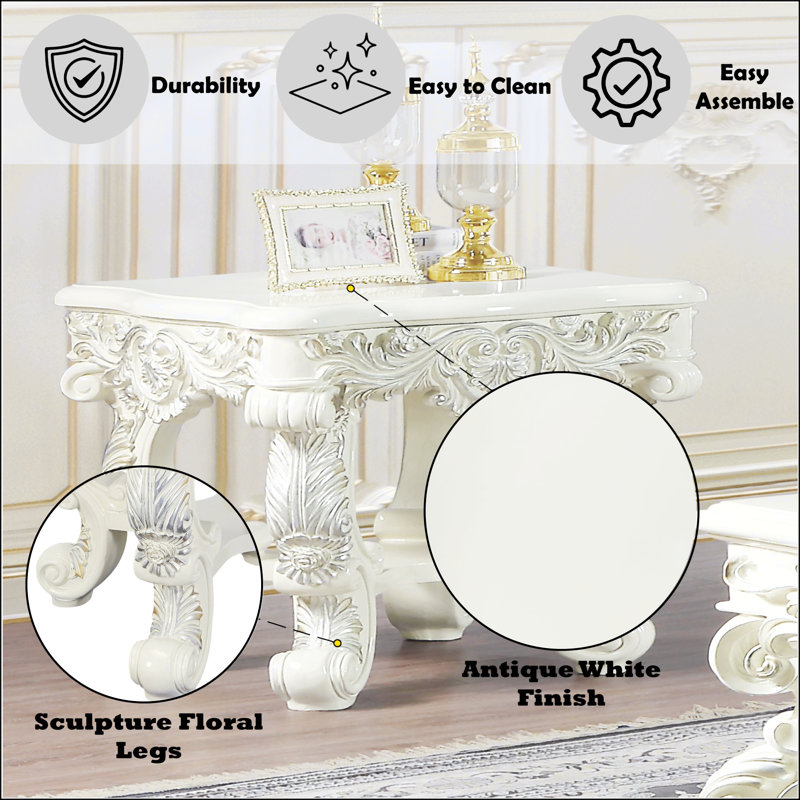 MaMa Antique White Finish End Table | Wayfair