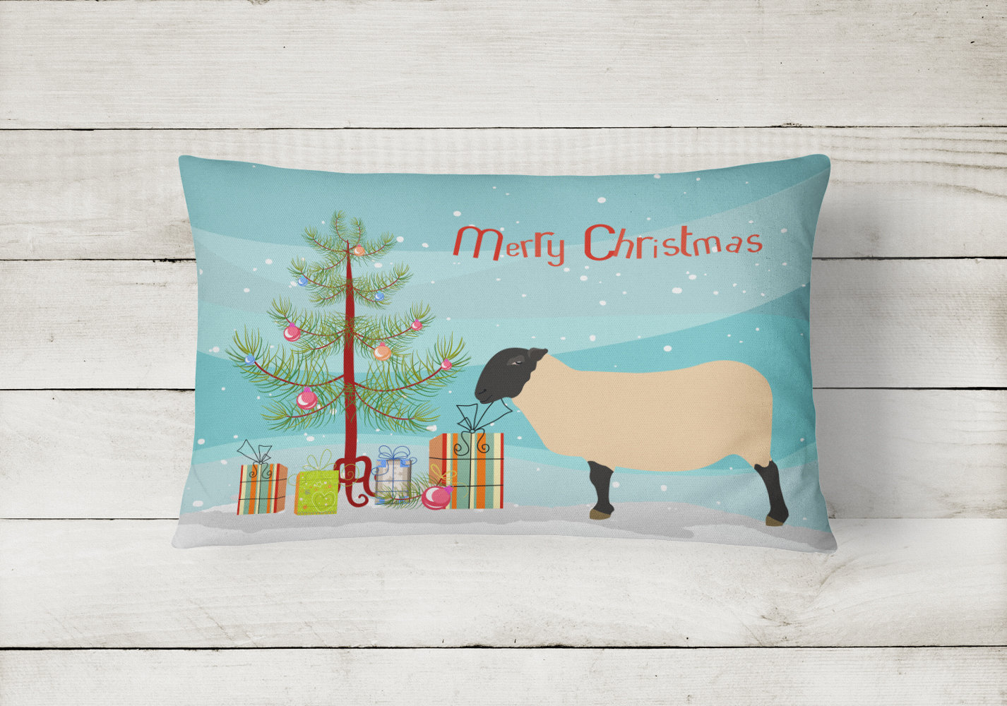 Caroline's Treasures Suffolk Sheep Christmas Indoor/Outdoor Throw ...
