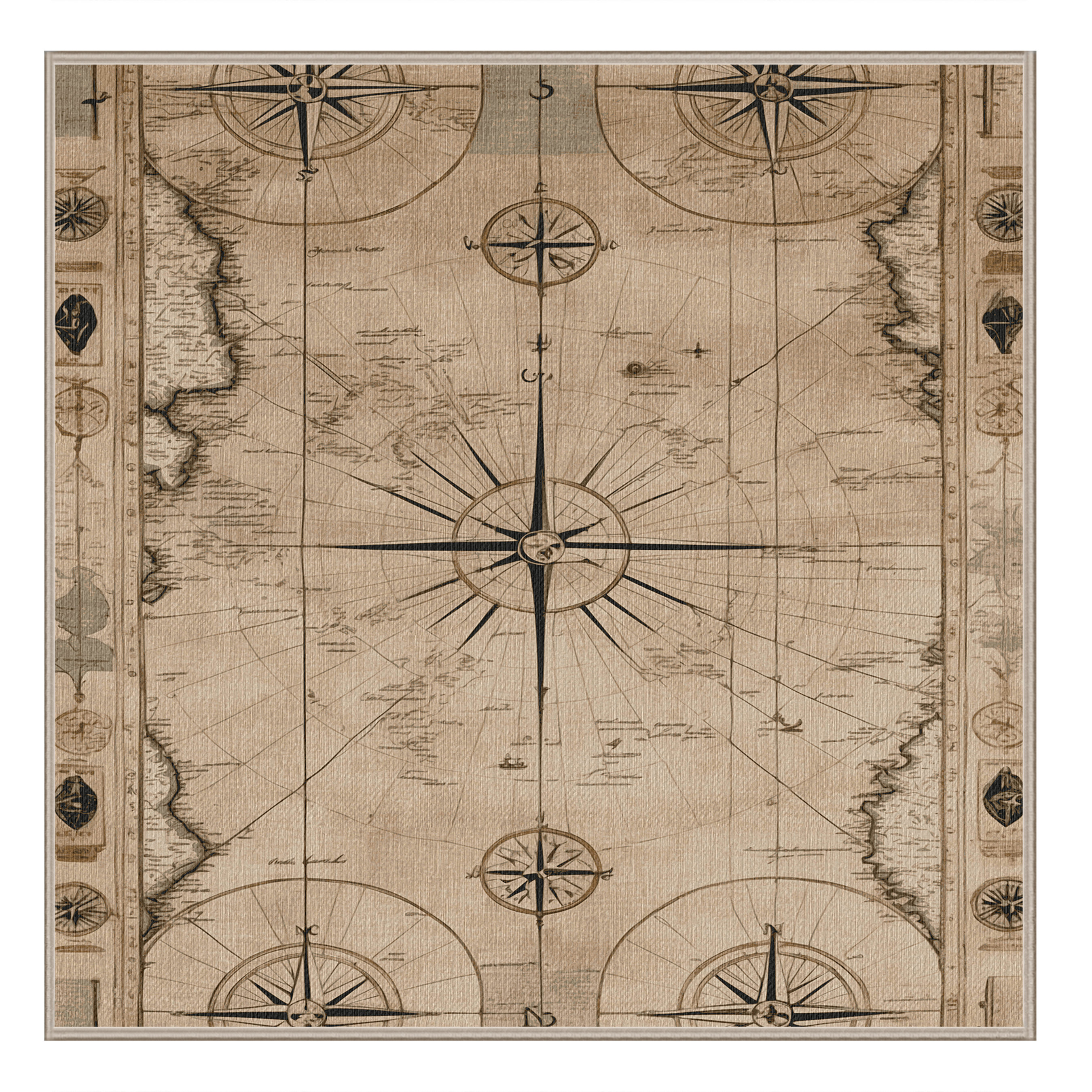 Longshore Tides Washable Vintage Maritime Maps Coastal Area Rug | Wayfair