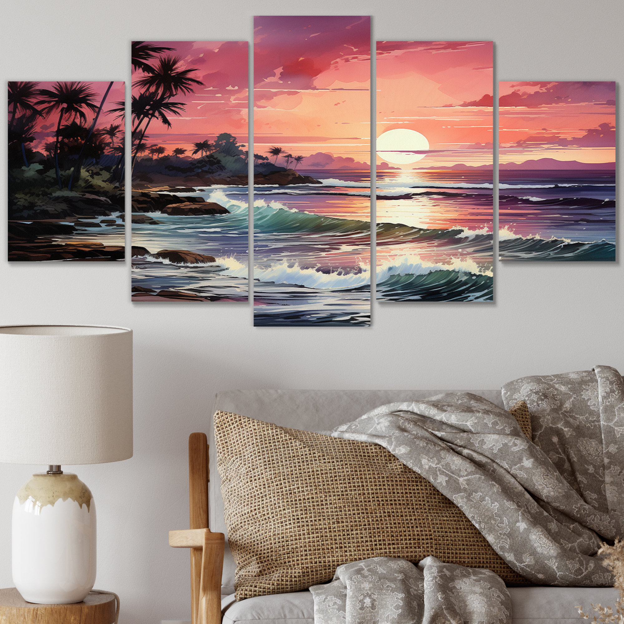 Bay Isle Home™ Miami Pink Tropical Twilight - Nautical & Beach Wall ...