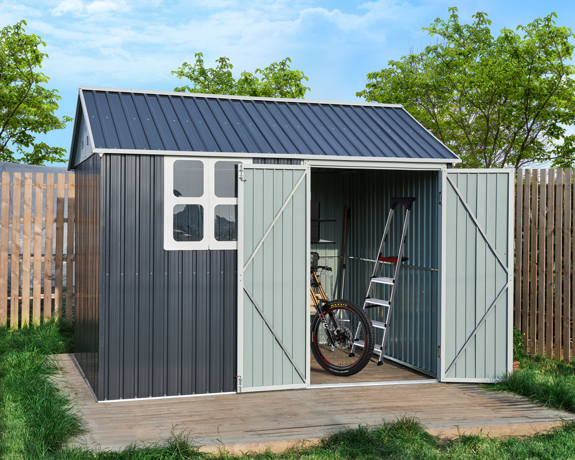 AMERLIFE 10 ft. W x 8 ft. D Metal Corner Storage Shed & Reviews ...