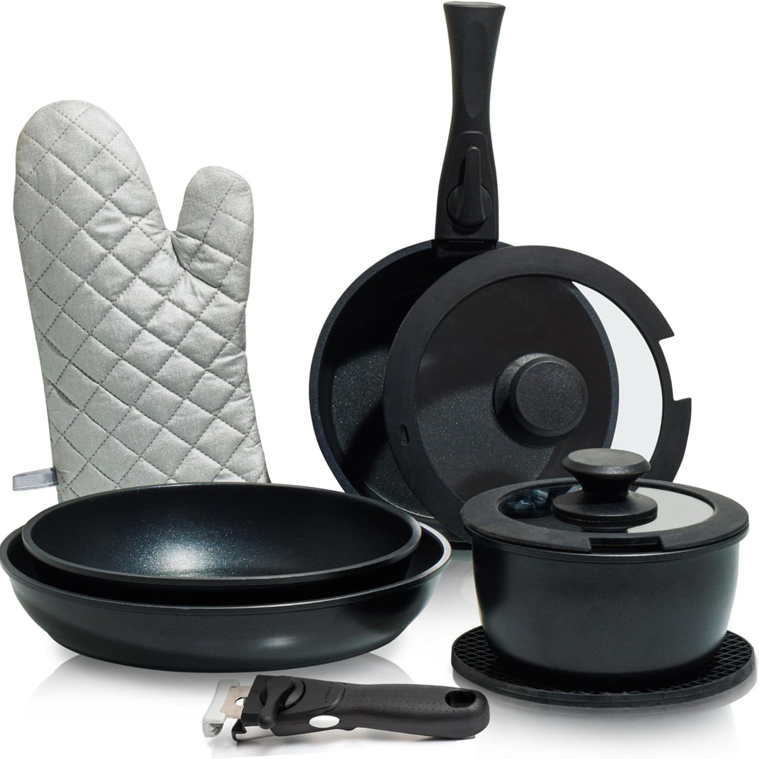 BN-LINKKL 10Pcs Black Pots And Pans Set Non Stick, Cookware Sets ...