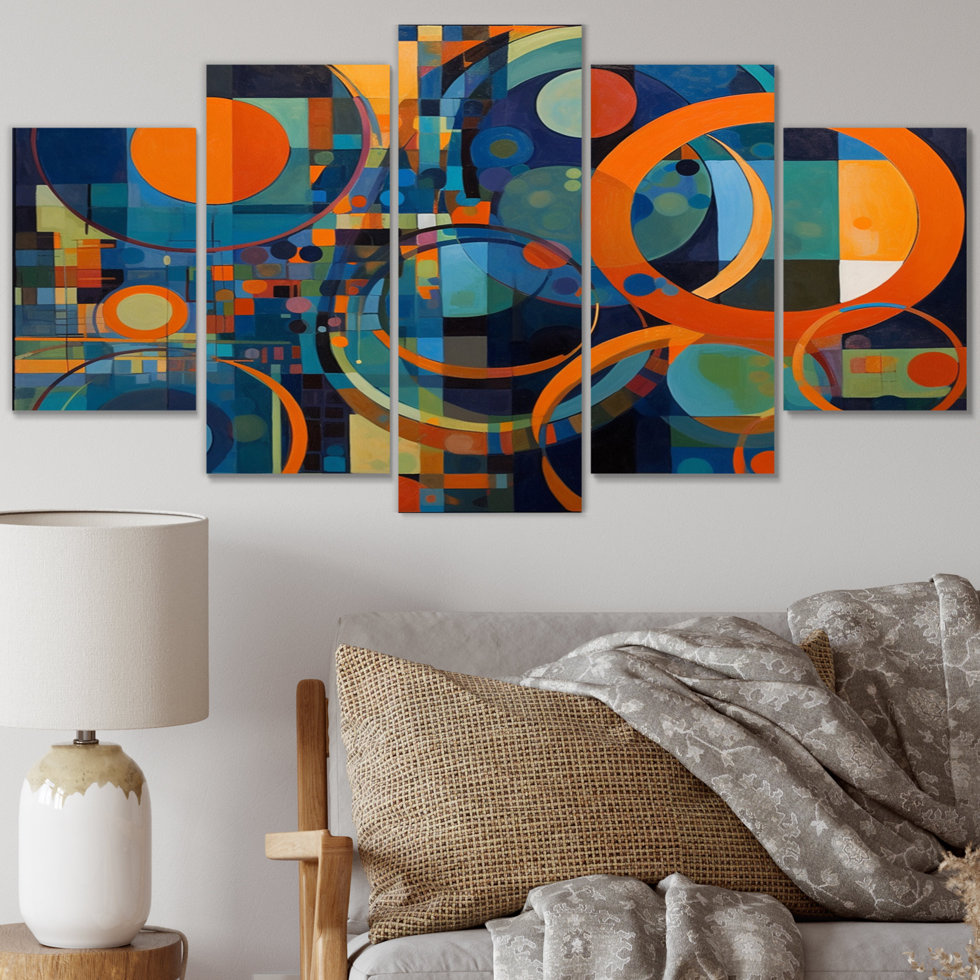Wrought Studio™ Orange Blue Geometry Unleashed II - Abstract Shapes ...