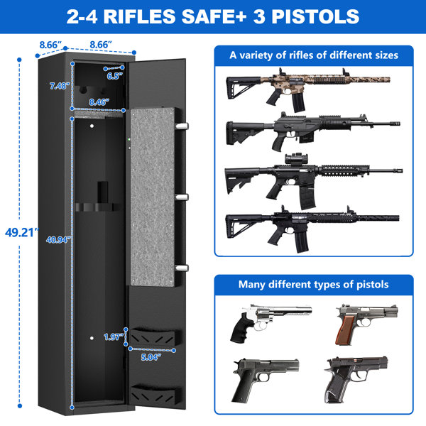 Besafety 2-4 Long Gun Safes, Gun Cabinets For Home Storage Of Rifle And ...