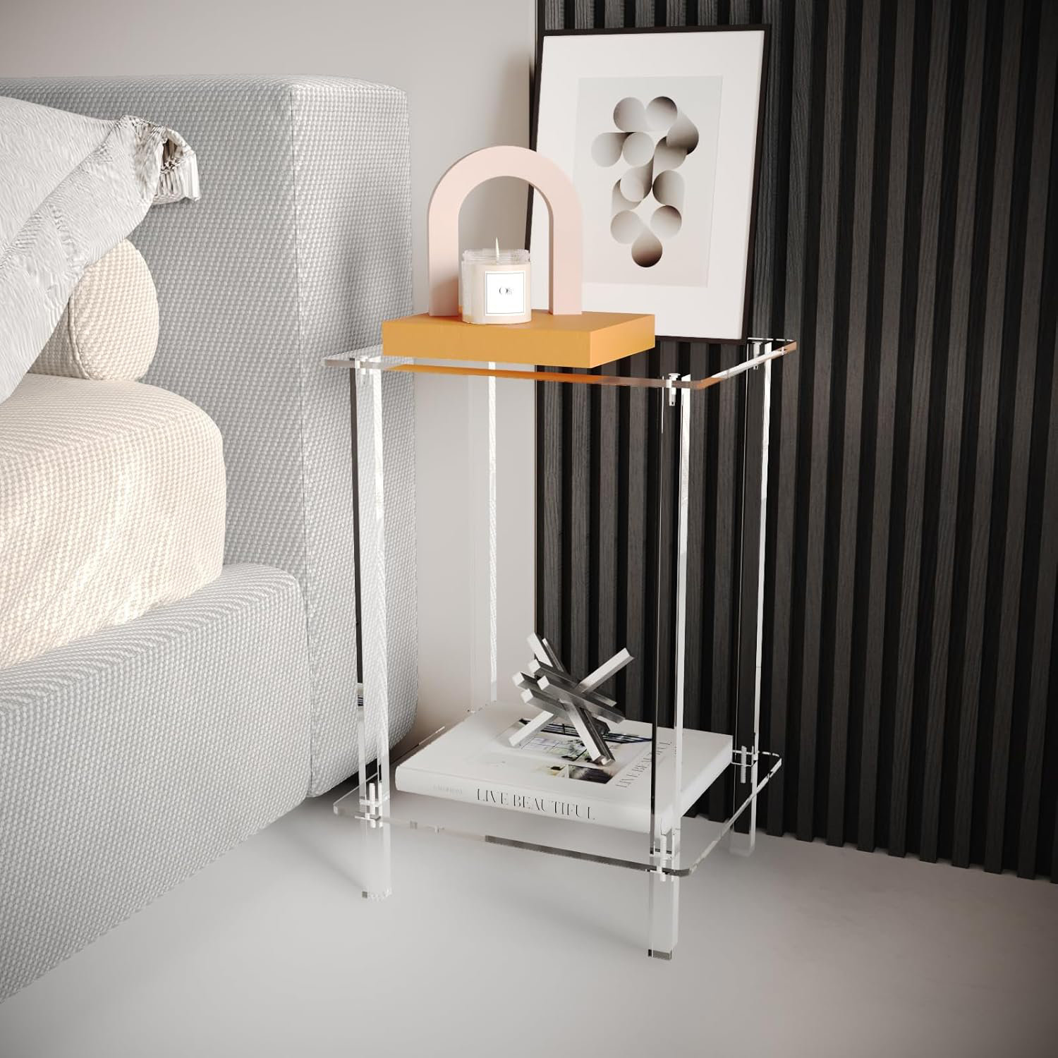 Ivy Bronx Modern Acrylic 2-Tier Side Table With Square Leg ...