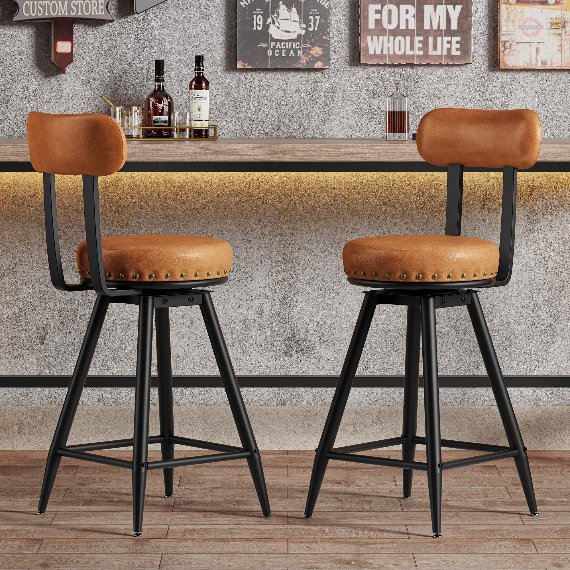 Trent Austin Design Counter Height Bar Stools Set Of 2, Swivel ...