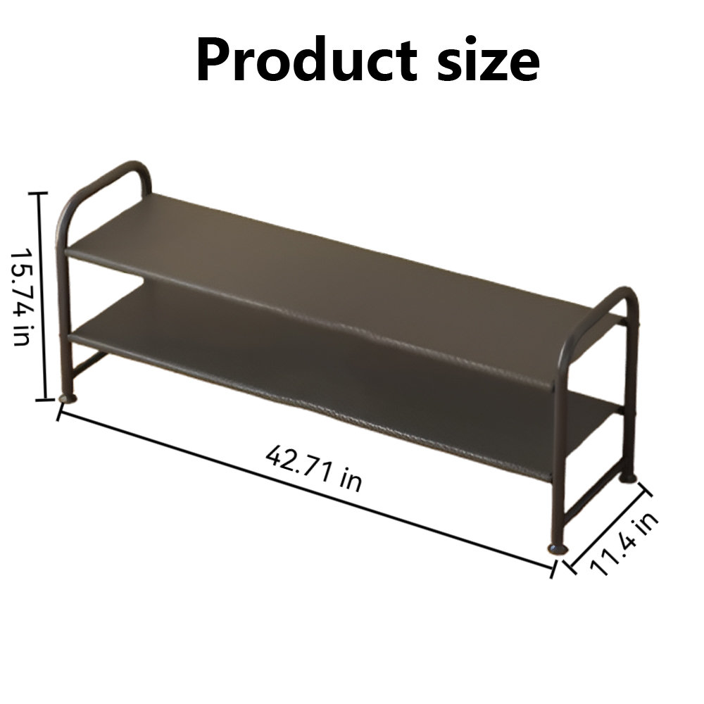Rebrilliant 2-Layer Shoe Rack With Long Storage Shelf, Wardrobe ...