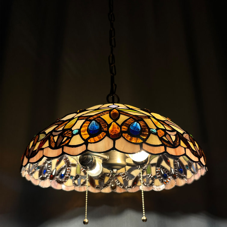 Astoria Grand Tiffany Pendant Light Fixture Serenity Victorian Stained ...