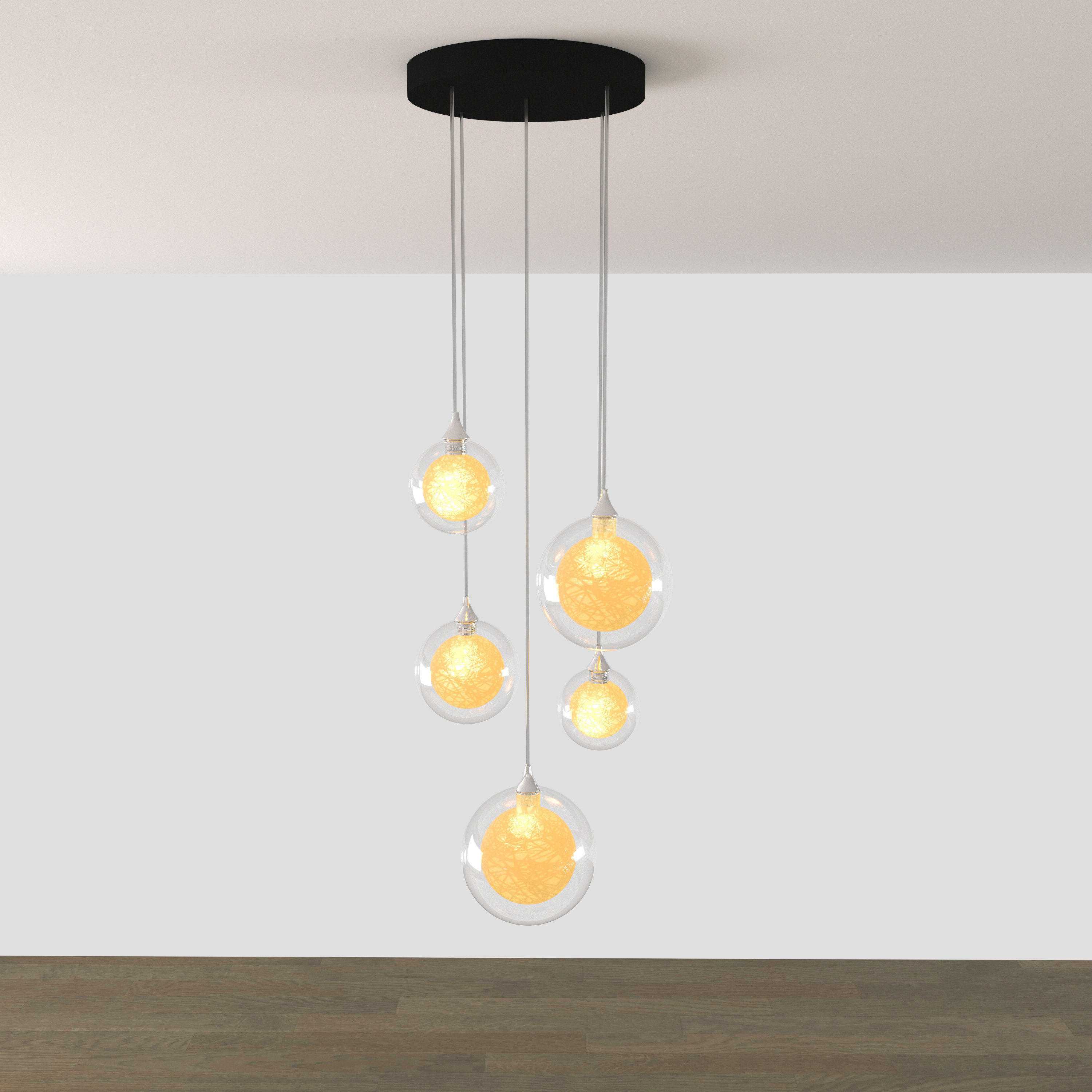 Galilee Lighting Reflection Twigs 5 - Light Cluster Globe Pendant ...
