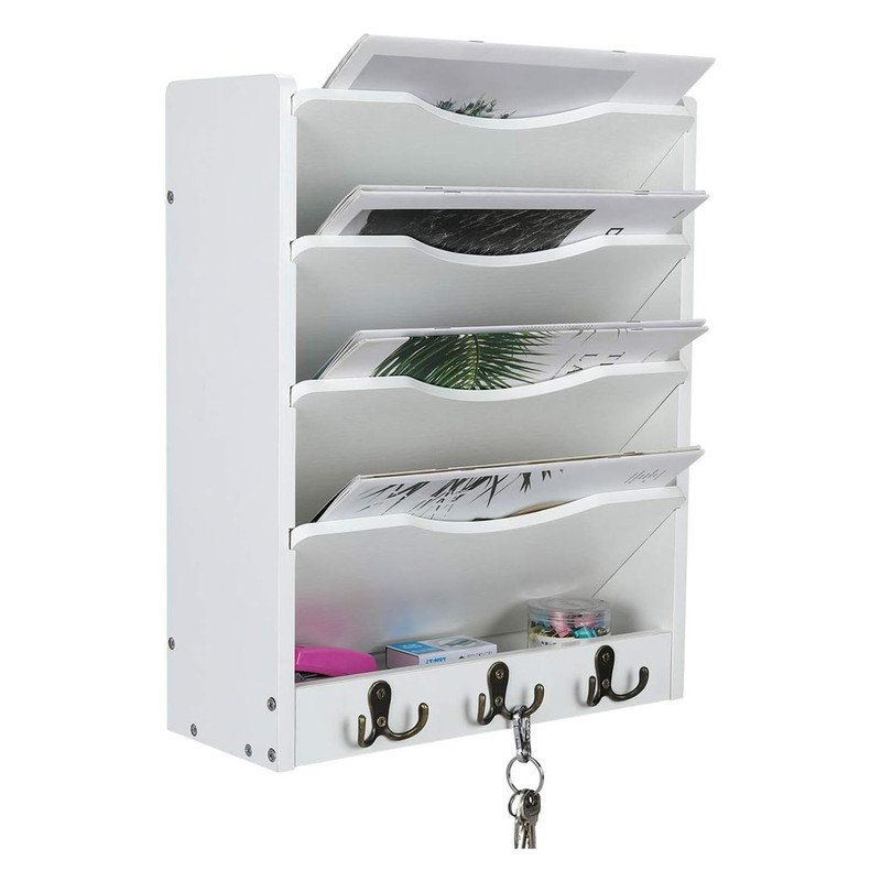 Gracie Oaks 5-Tier Wall File Holder Hanging Mail Organizer Wood ...