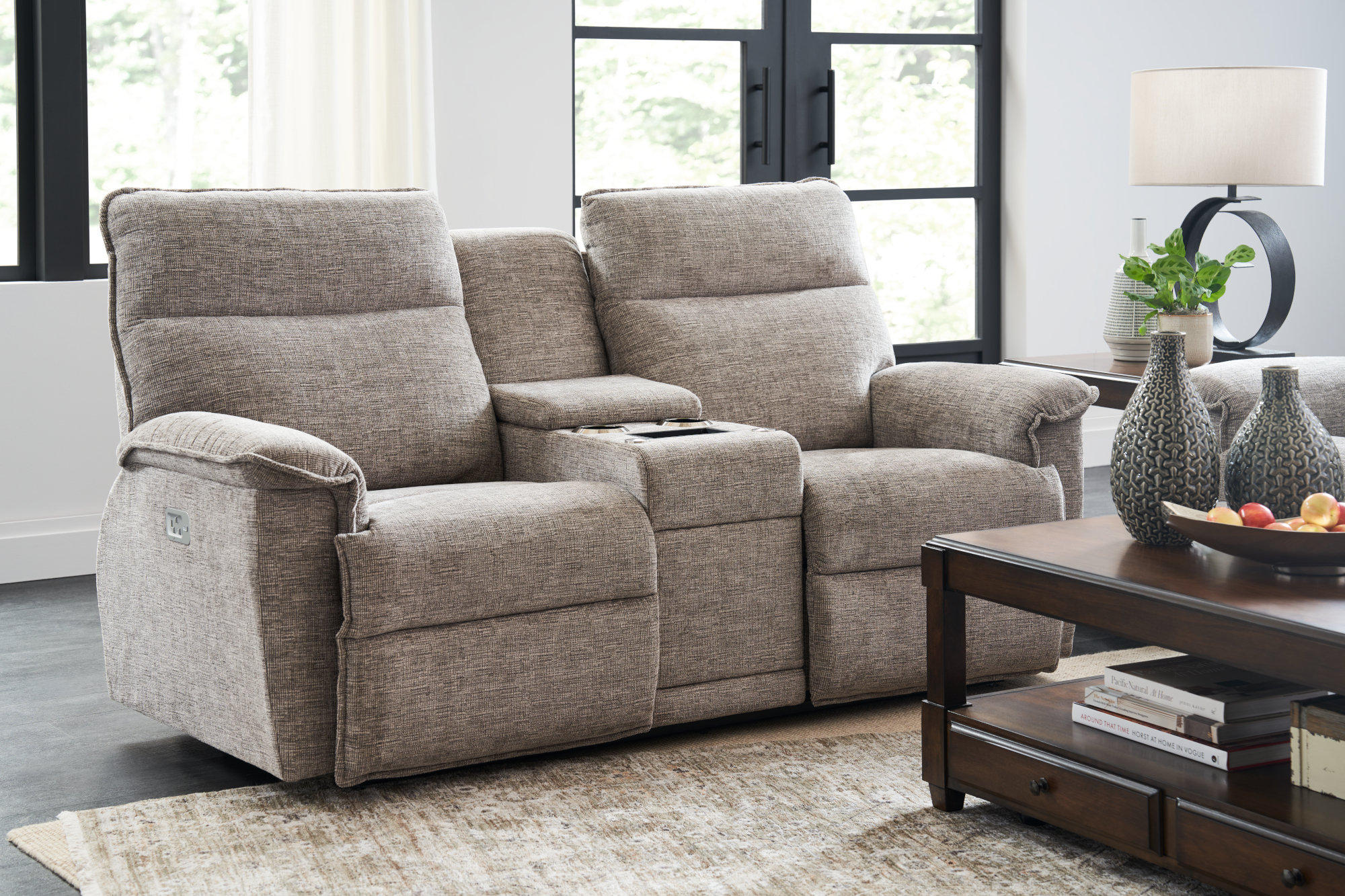 La-Z-Boy Causeuse inclinable Jay avec console, appui-tête électrique et ...