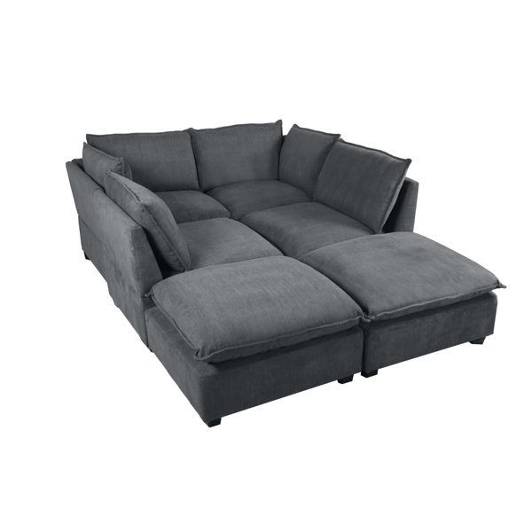 Latitude Run® 130" Inch Modular Sectional Sofa, Linen Fabric Couch Set ...