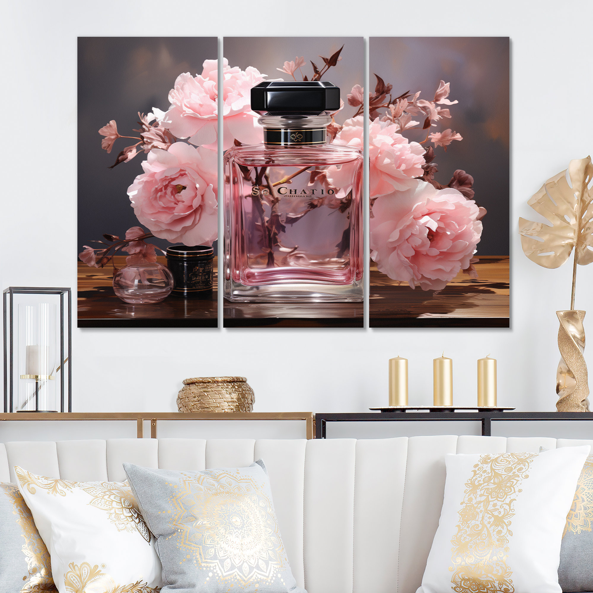 DesignArt Floral Perfume Vibrant Elegance III - Fashion Metal Wall Art Set | Wayfair