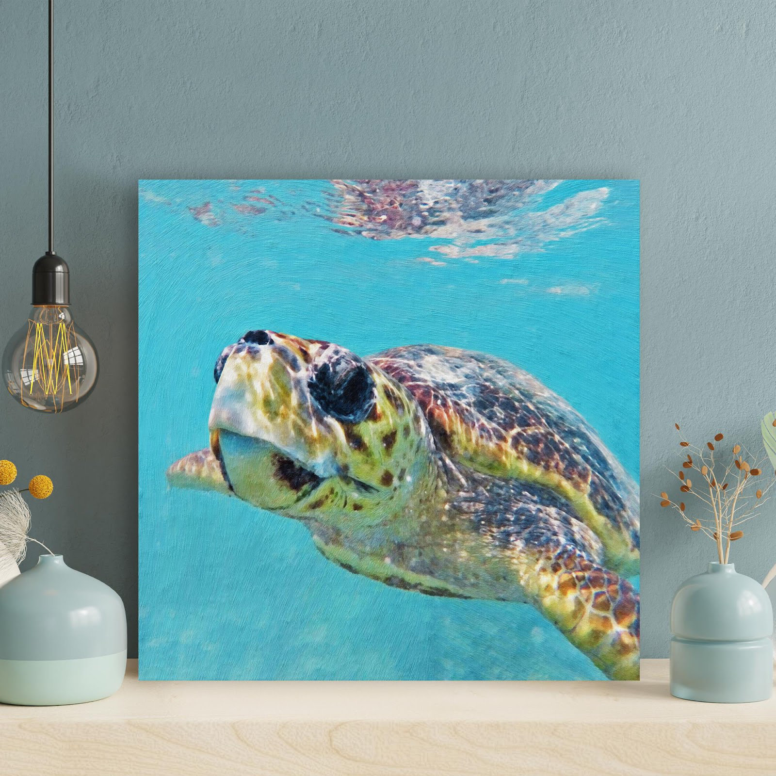 Bayou Breeze A Turtle Under The Water In Close-Up - 1 Piece Square ...