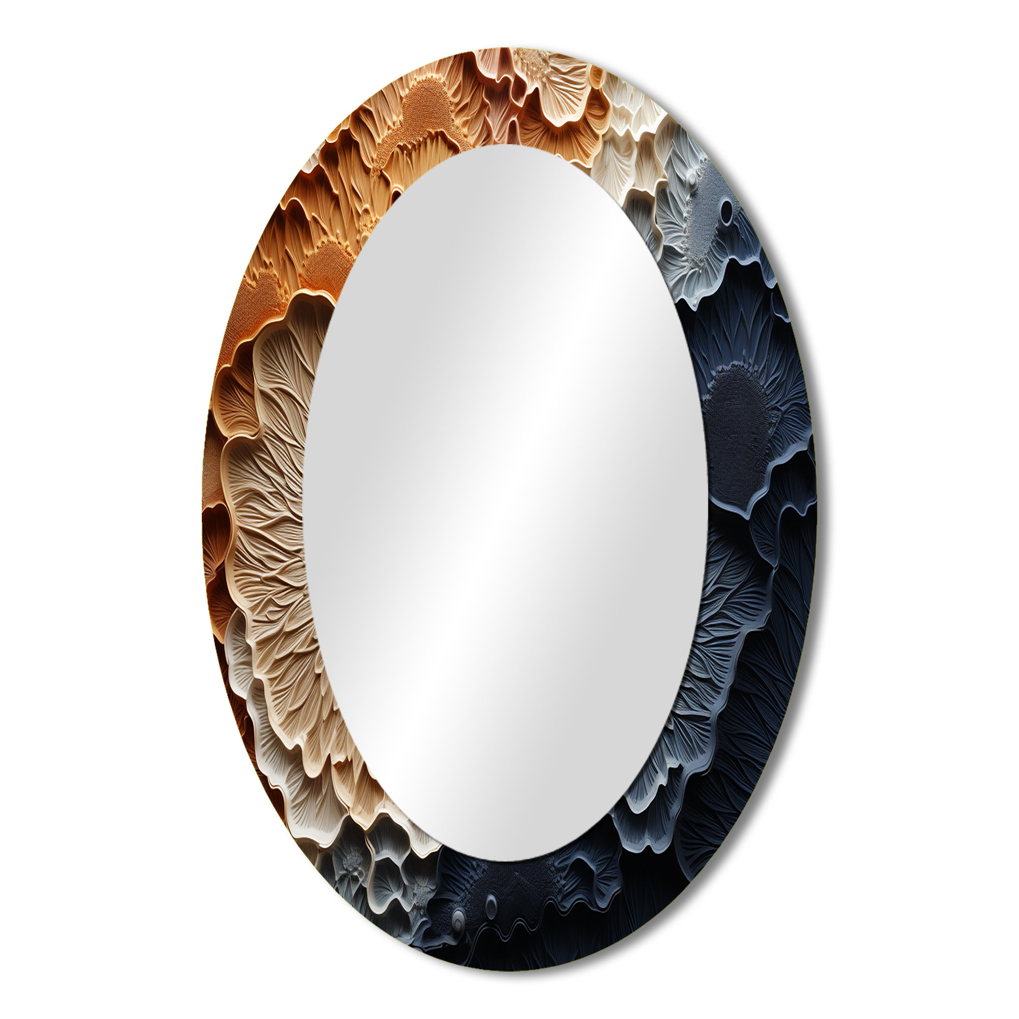 Dakota Fields Beige And Blue Minimalism Stone Geode - Landscapes Oval Decorative Mirror On Metal ...