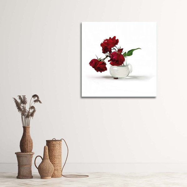 17 Stories Leinwandbild, Rote Rosen in einer Vase | Wayfair.de