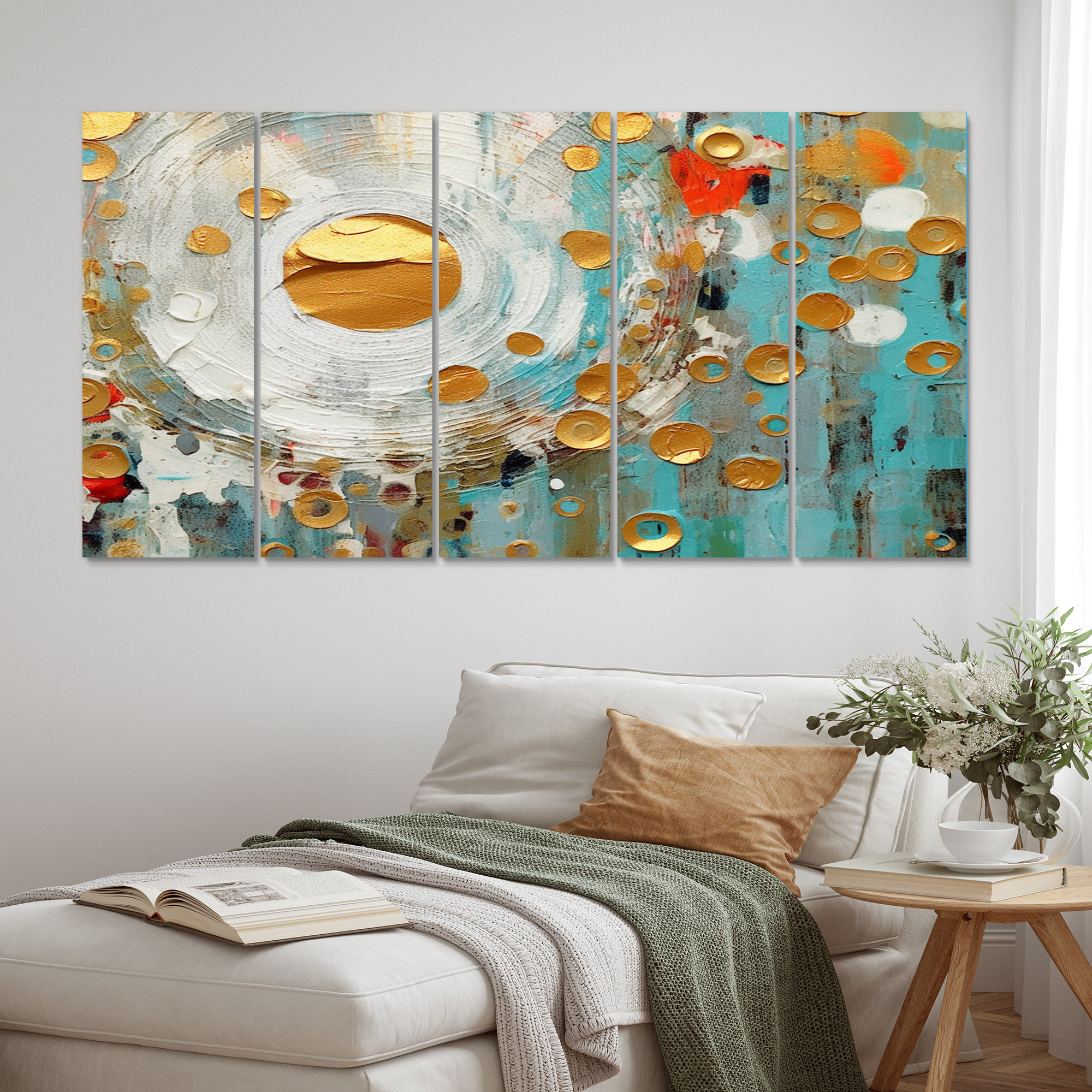 Ivy Bronx Gold Geometric Reflections I - Abstract Shapes Canvas Wall ...