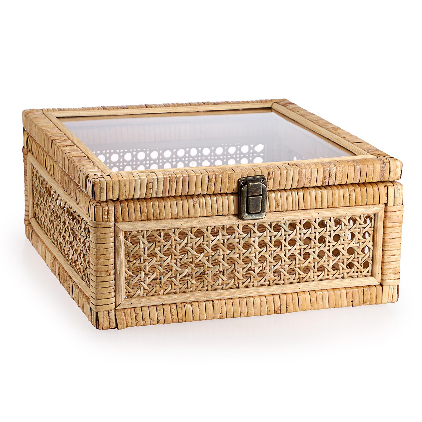 Bay Isle Home™ Handwoven Rattan Storage Box With Clear Lid & Lock For ...
