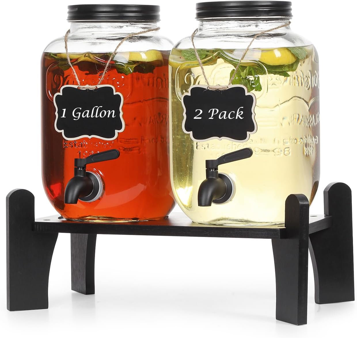 Mint Pantry® 1 Gallon Glass Drink Dispensers For Parties, Ice Beverage ...
