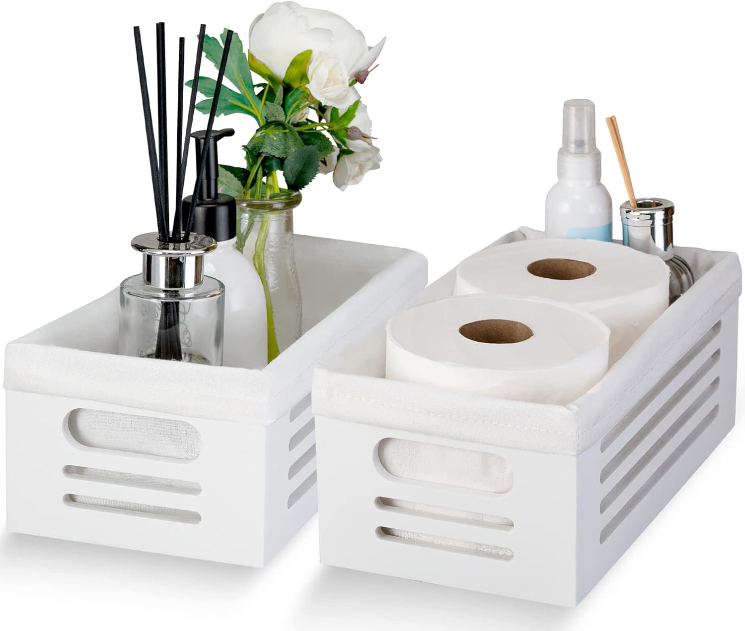 Hokku Designs 2 Pack White Bathroom Decor Box For Toilet Paper Storage ...