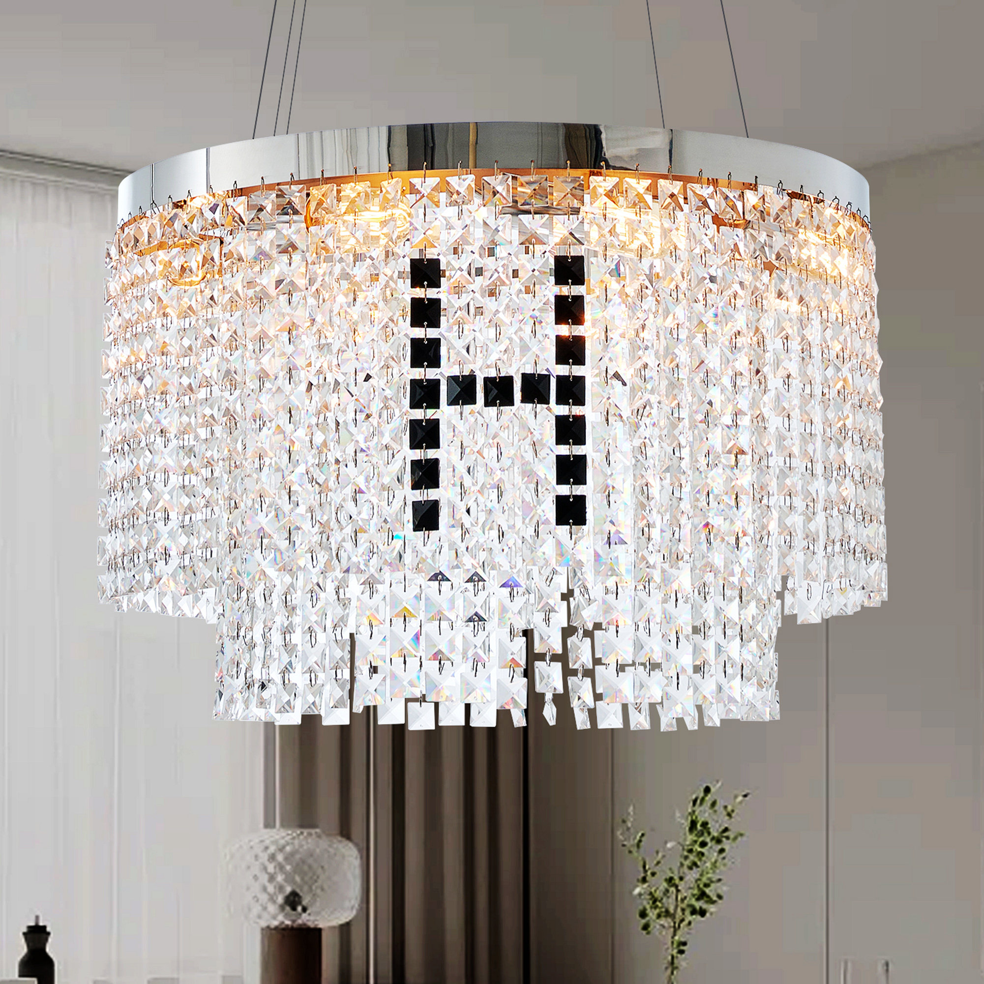 Mercer41 Tavonya Crystal Drum Chandelier | Wayfair