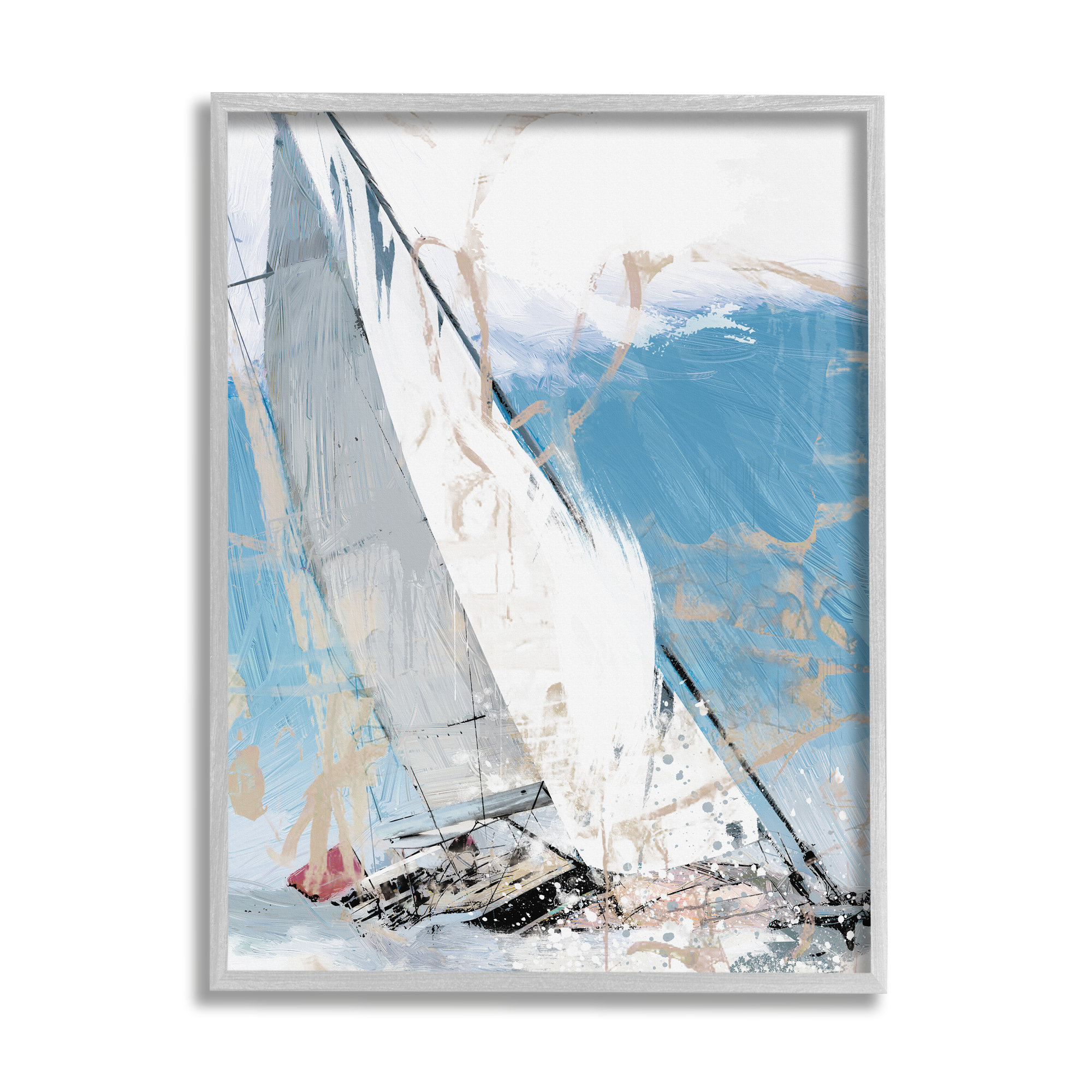 Stupell Industries Abstract Sailboat Waves by Savannah Miller | Wayfair