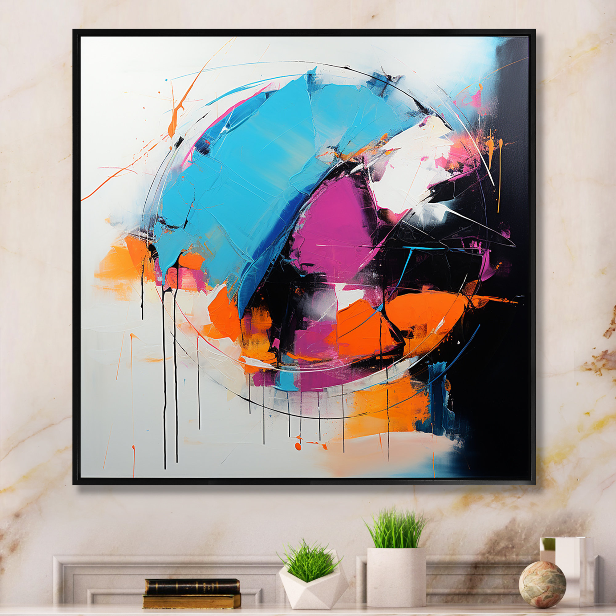 Wrought Studio™ Blue And Pink Paint Ink Expression II - Fractal Wall ...