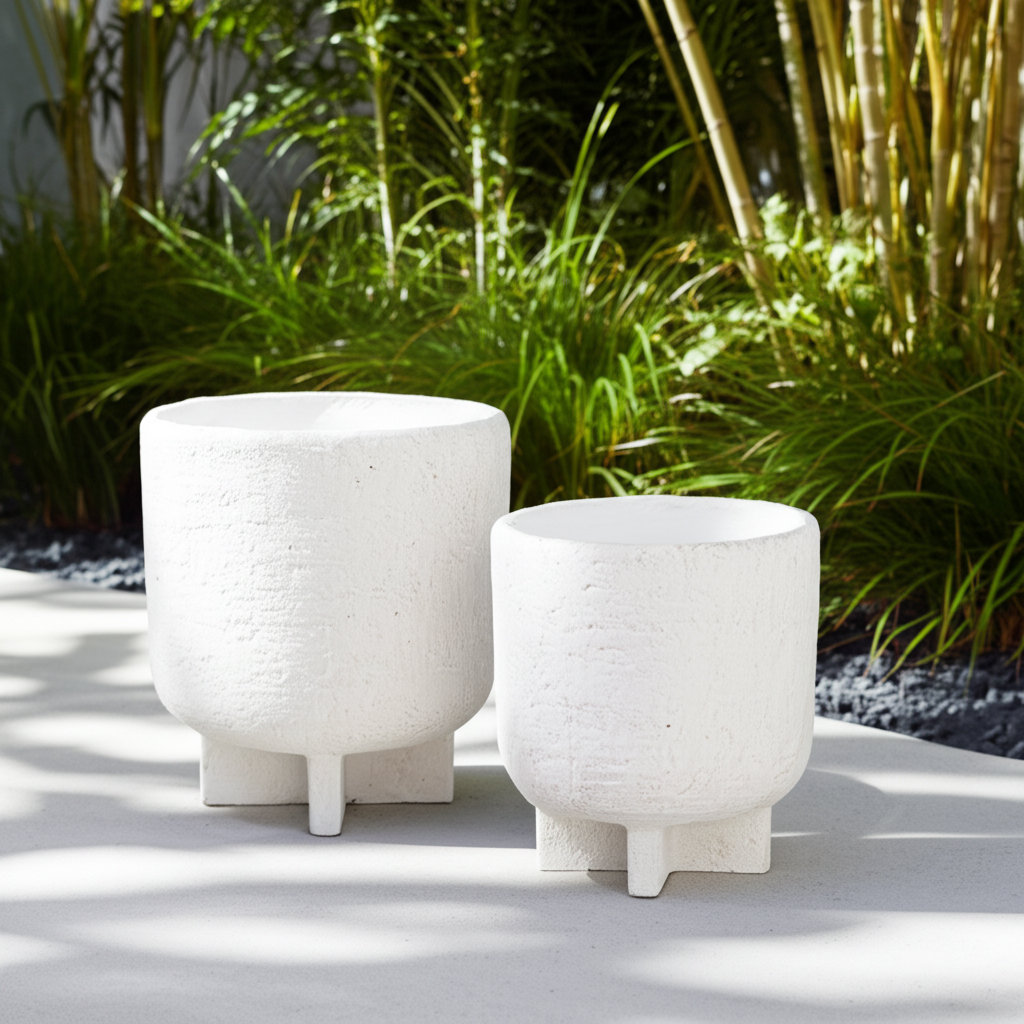 Ebern Designs Planters Pottery And Cement Textured Finish For Home Or ...