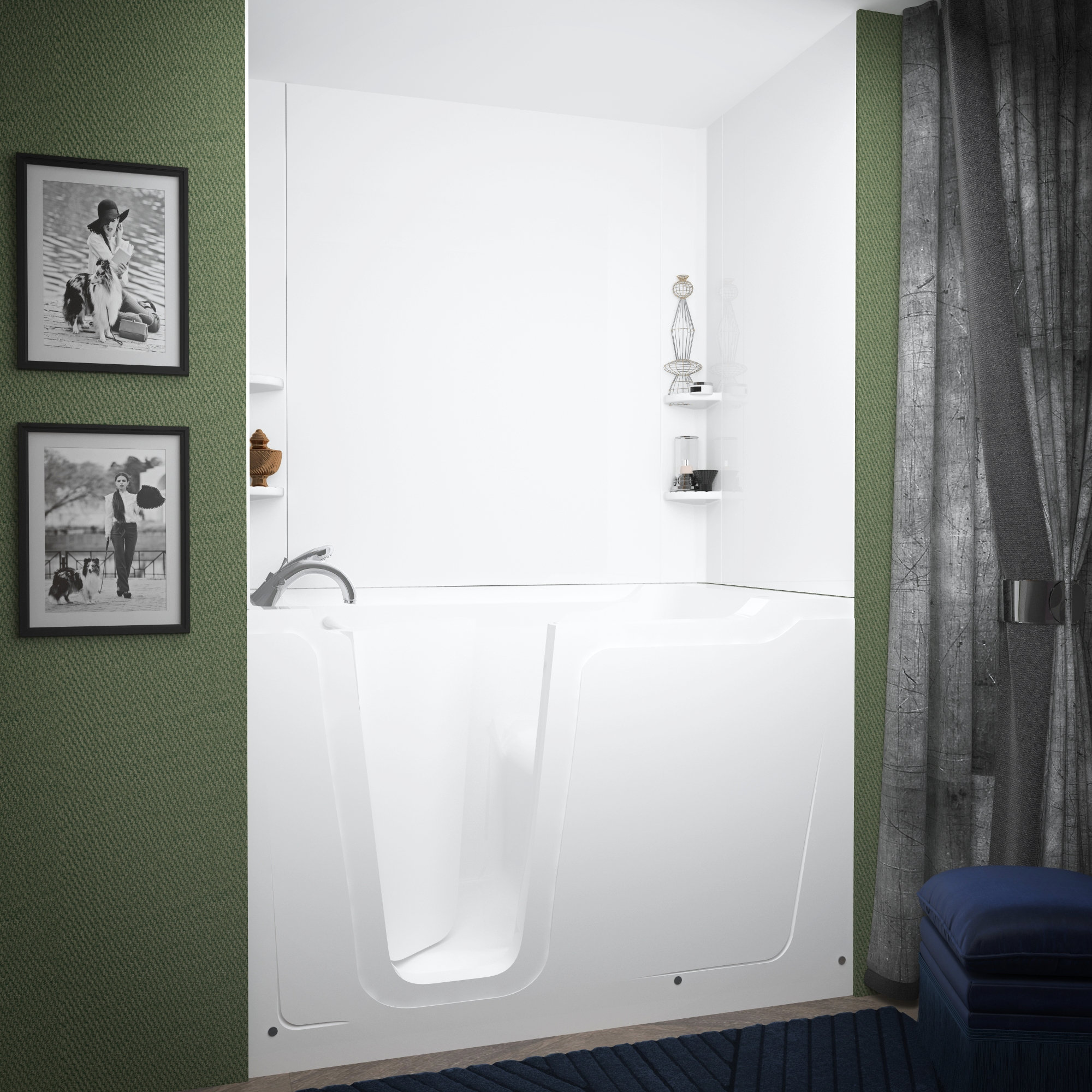 Therapeutic Tubs Crescendo 60" x 36" Walk in Air with Faucet, Light and ...