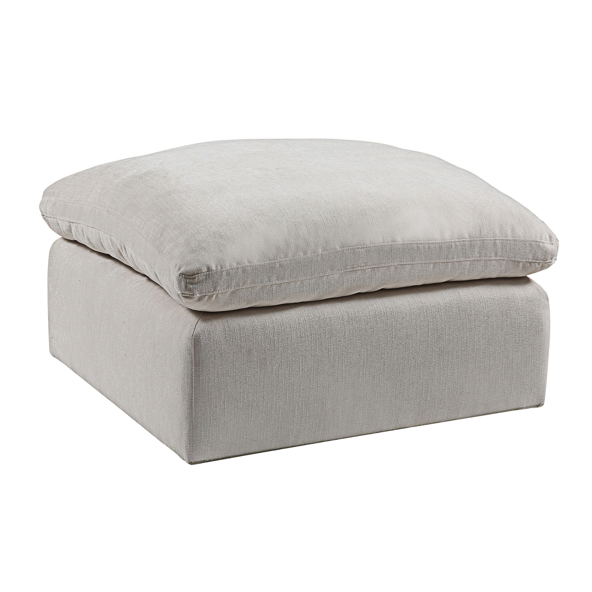Hokku Designs Ivory Ottoman With Removable Cushion | Wayfair
