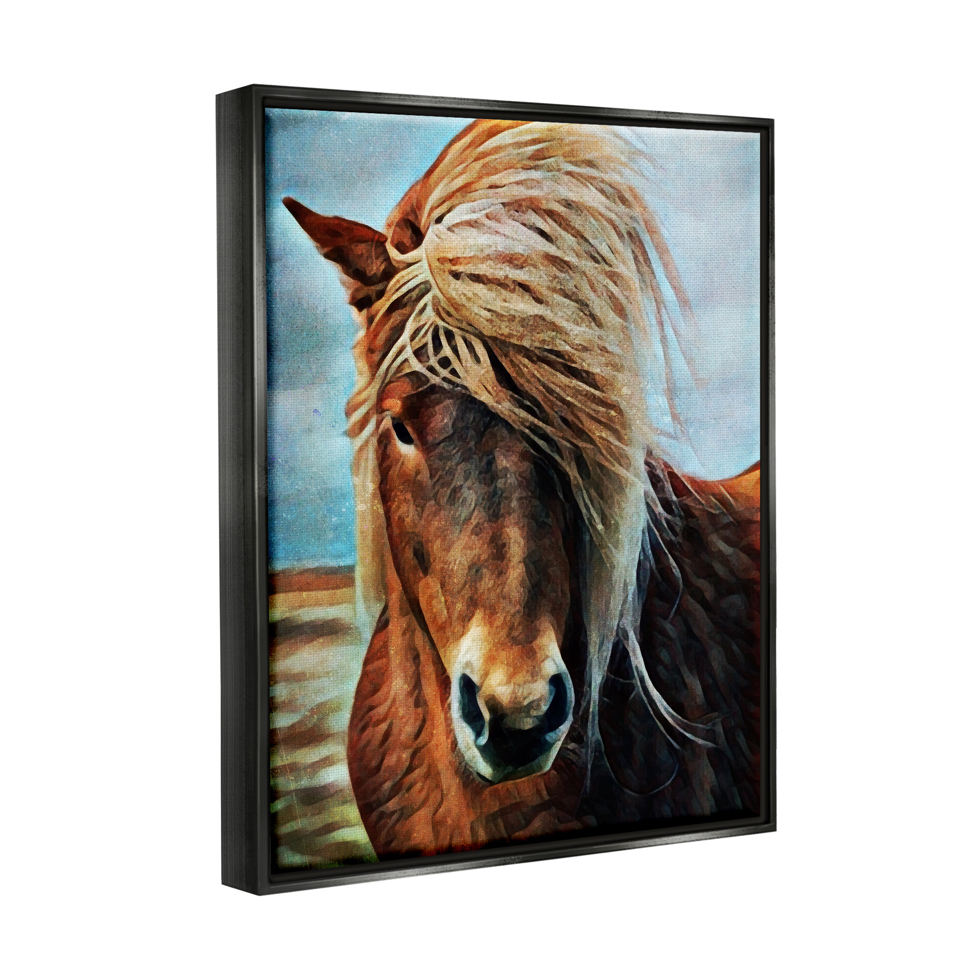 Stupell Industries Windblown Mane Country Horse Floater Canvas Wall Art ...