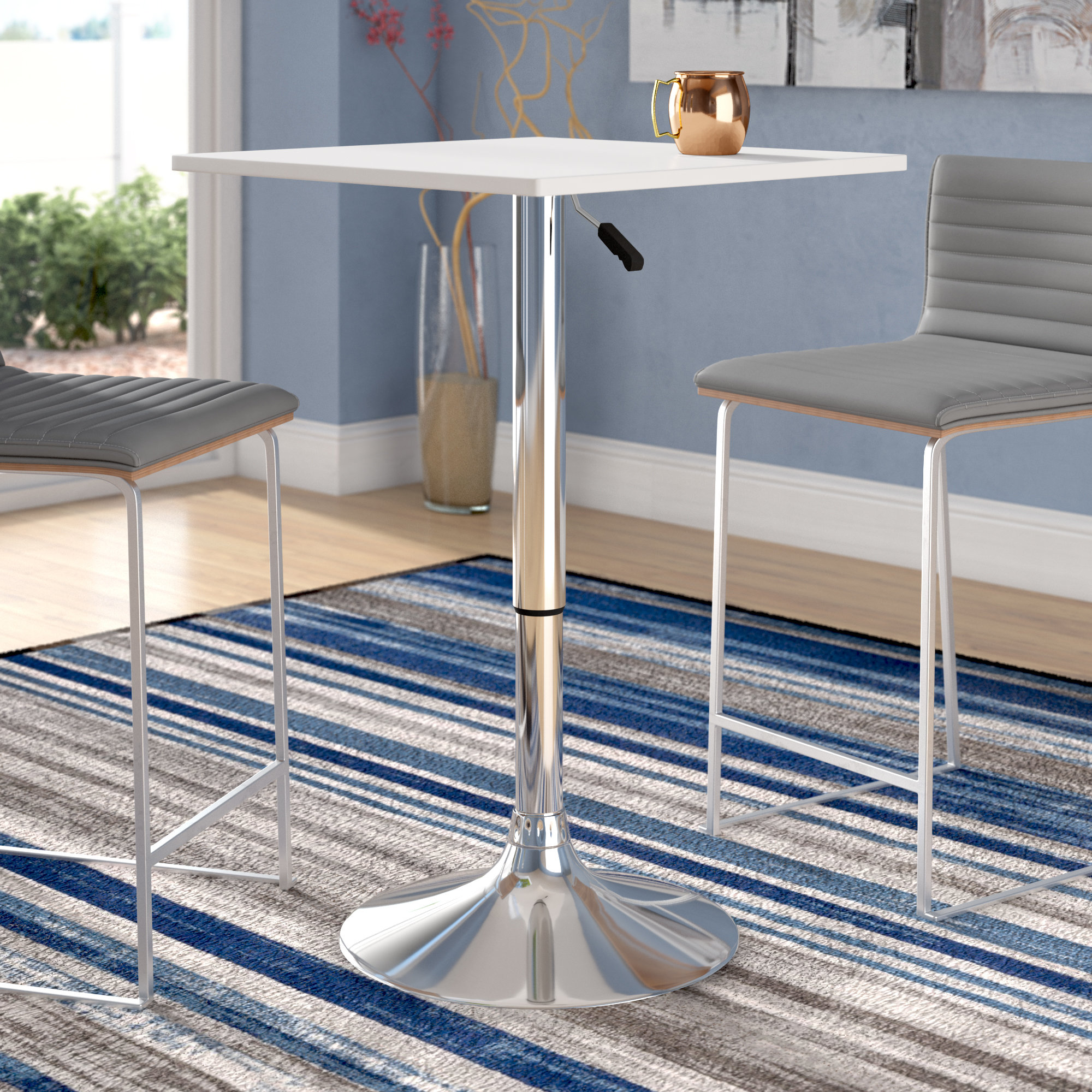 Wrought Studio™ Anassi Square Metal Base Adjustable Dining Table ...