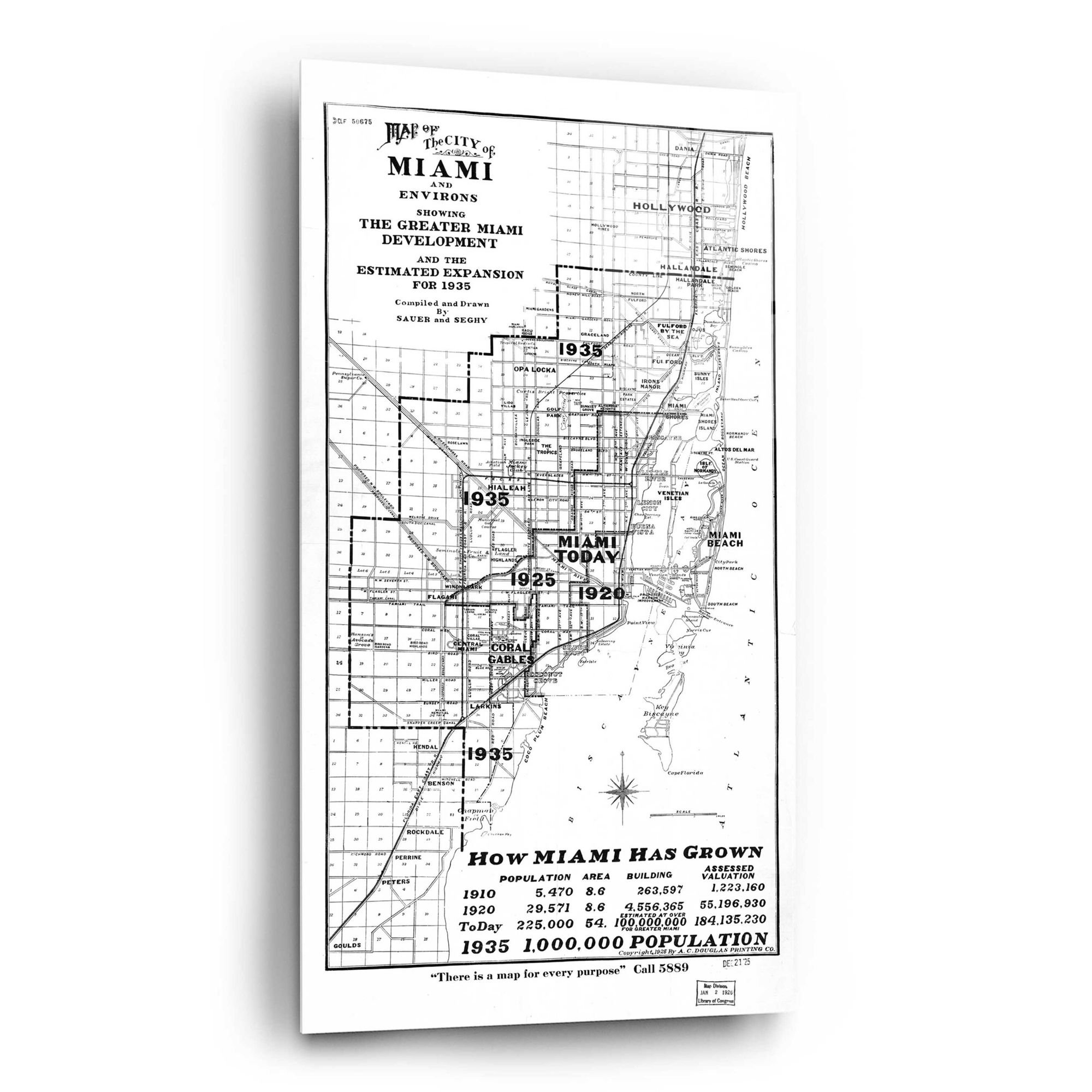 Williston Forge 'Map Of Miami 1925' By Epic Graffiti Portfolio, Acrylic ...