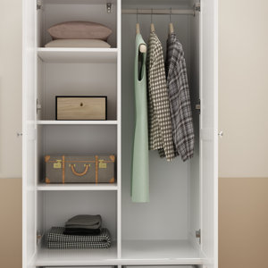 Lark Manor Talisha Freestanding Wooden Wardrobe Armoire with 3 Drawers ...