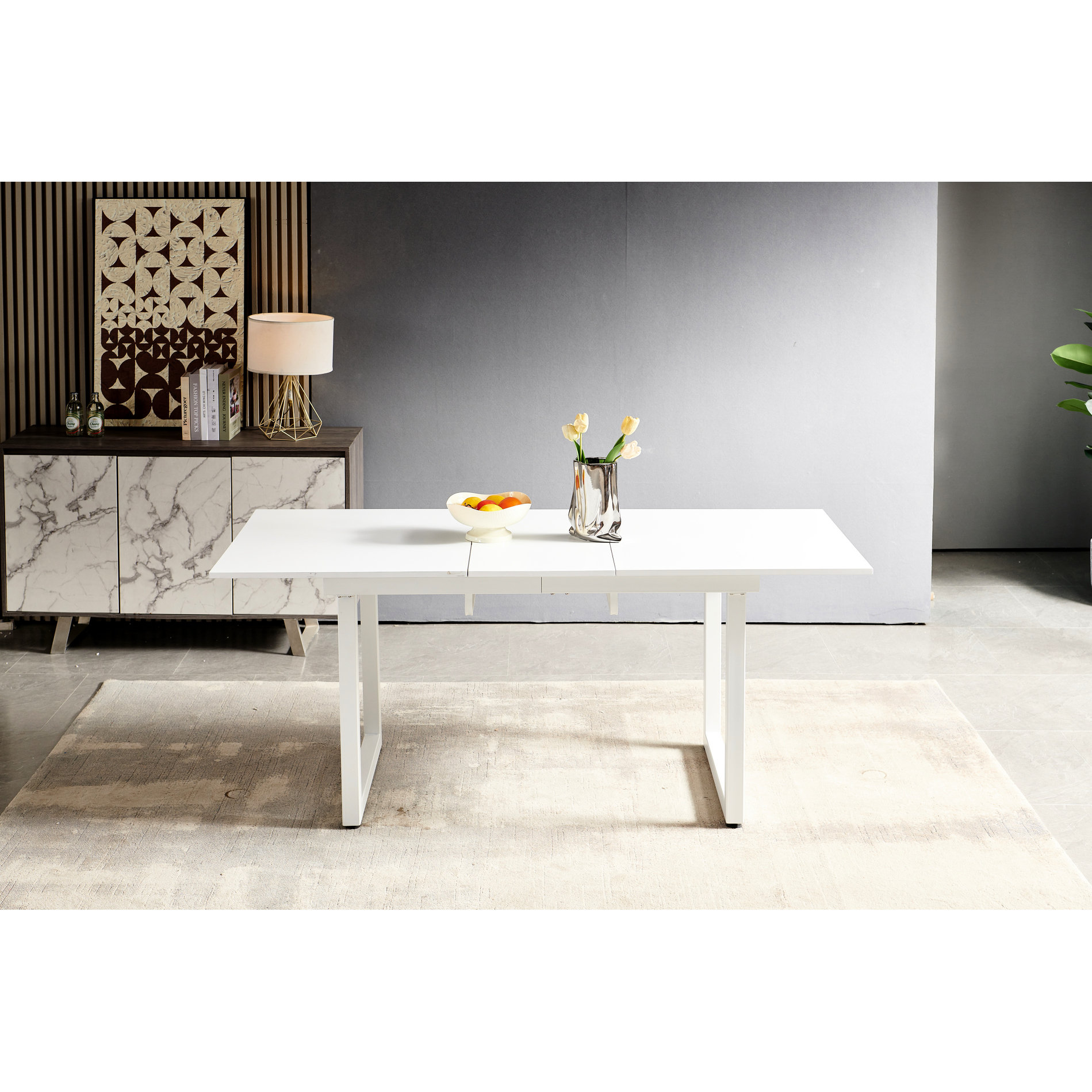 Banior Modern Square Table For Living Area With Antique White Top And ...