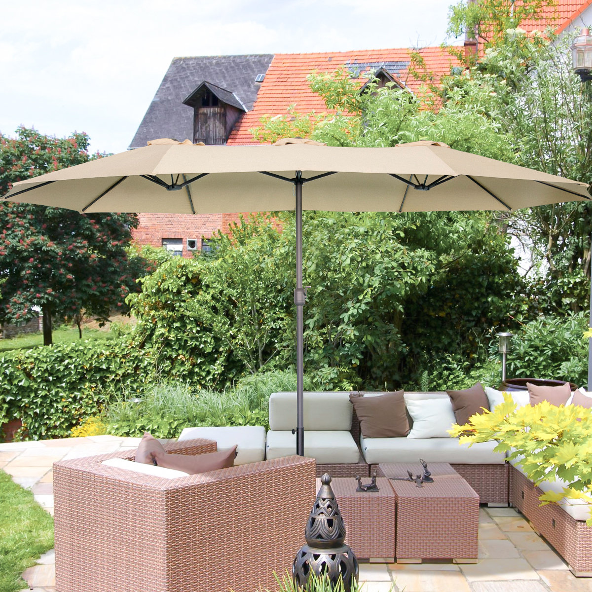 Ebern Designs Crosspointe 180'' Rectangular Market Umbrella & Reviews ...