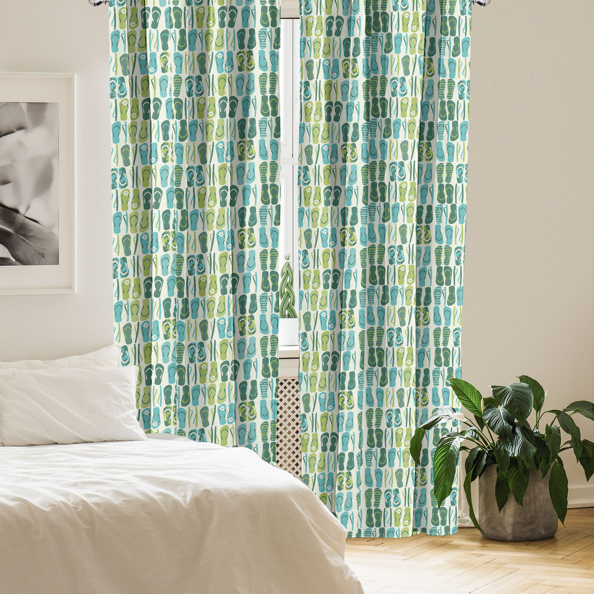 East Urban Home Flip Flop 4-Panel Curtains, Exotic Nature Colors, Pale ...