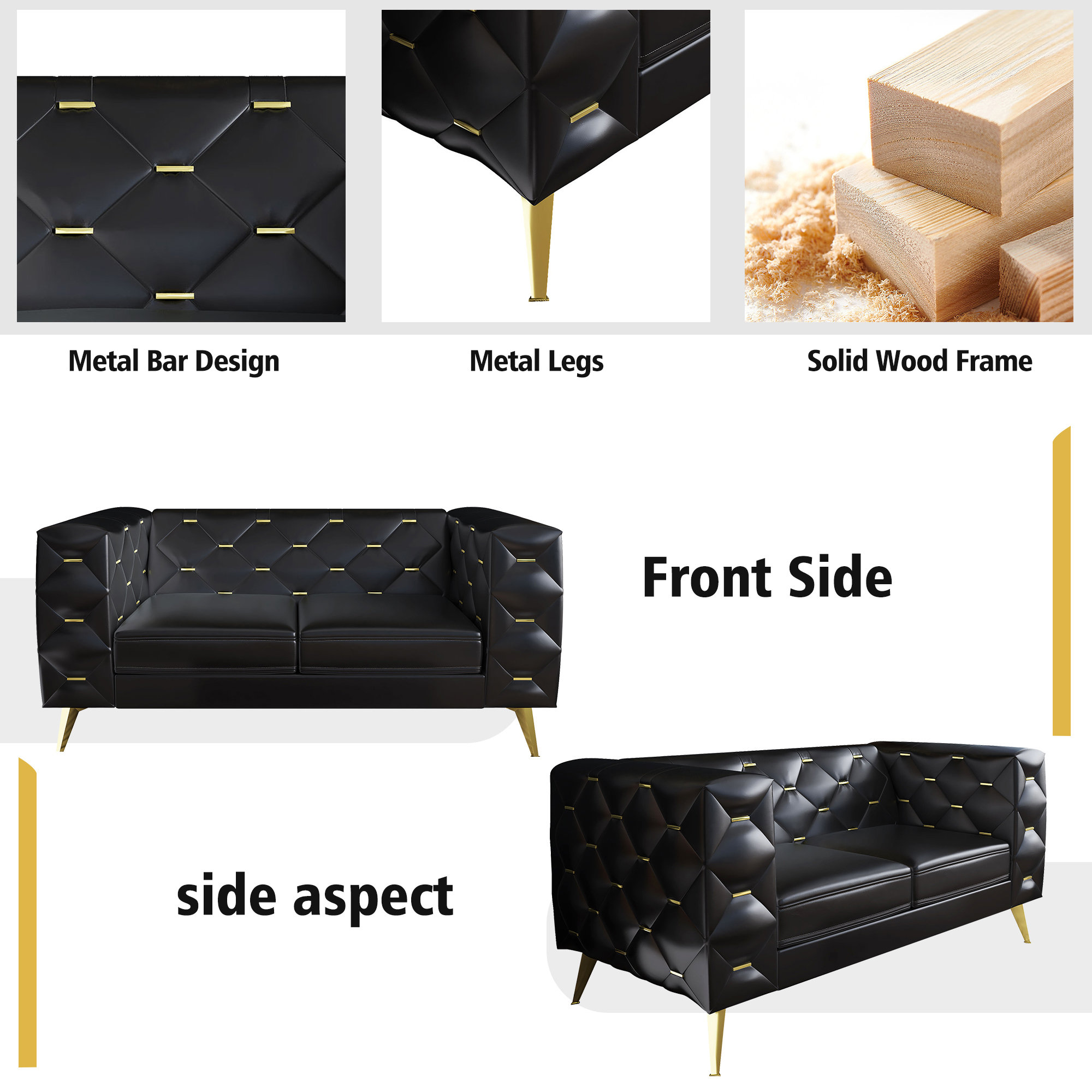 Mercer41 Marmion 64'' Faux Leather Square Arm Sofa - Wayfair Canada