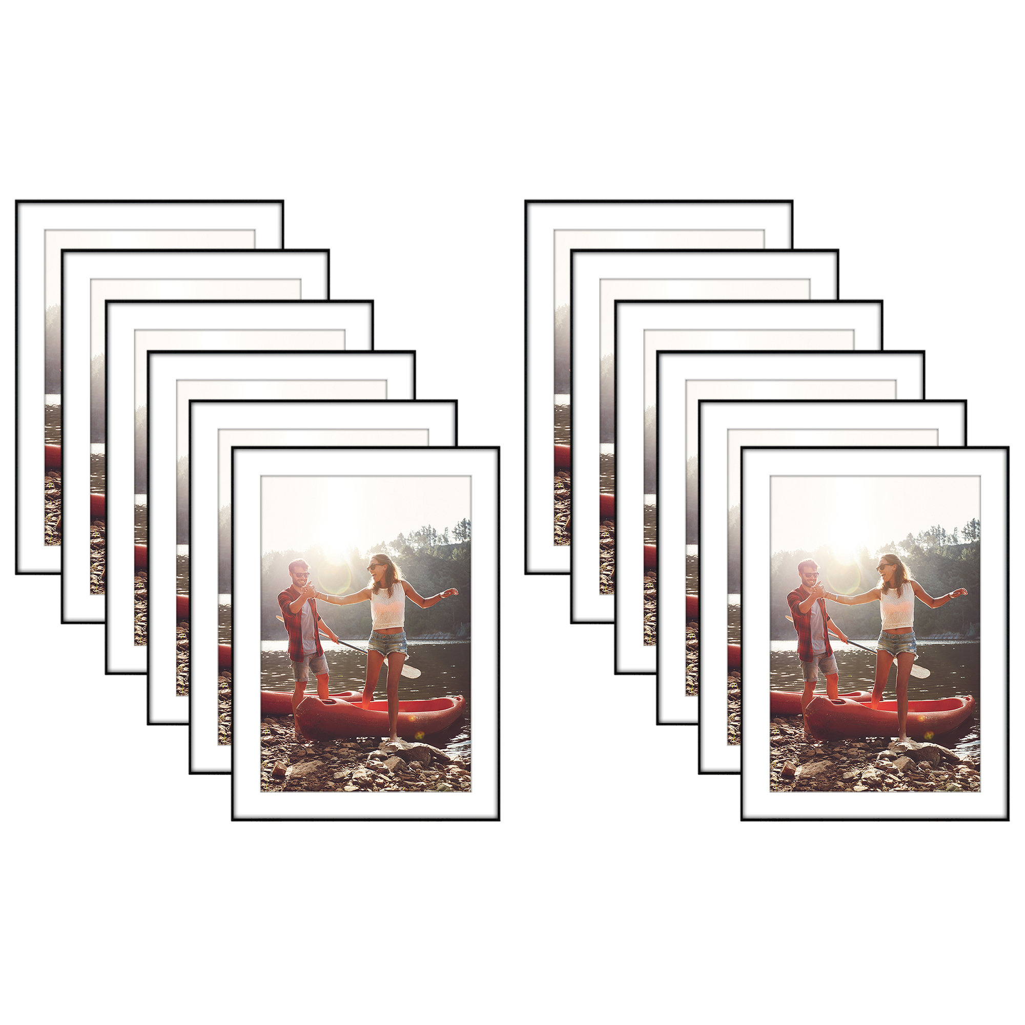 Americanflat Front Loading Picture Frame Set With Mat - Perfect For ...