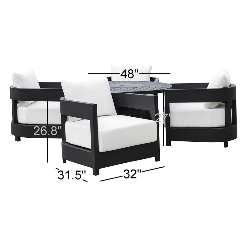 Joss & Main Everlee 5 Piece Outdoor Aluminum Fire Chat Set & Reviews ...