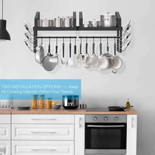 Prep & Savour Casto Metal Straight Wall Mounted Pot Rack & Reviews ...