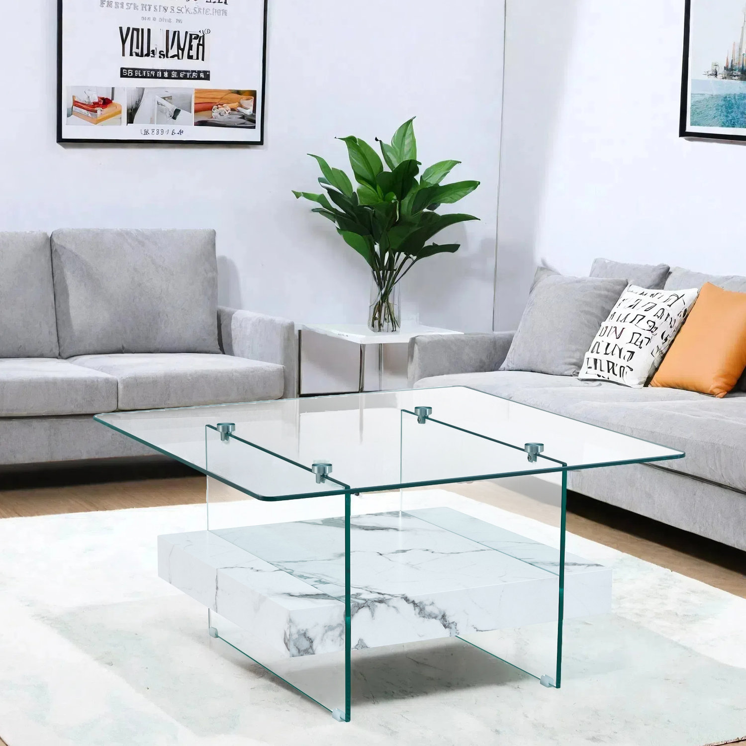 clear coffee table square