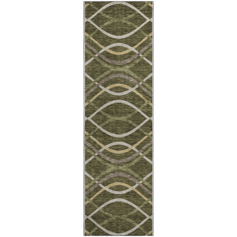 Bungalow Rose Premium Machine Washable Prisco Olive Rug | Wayfair