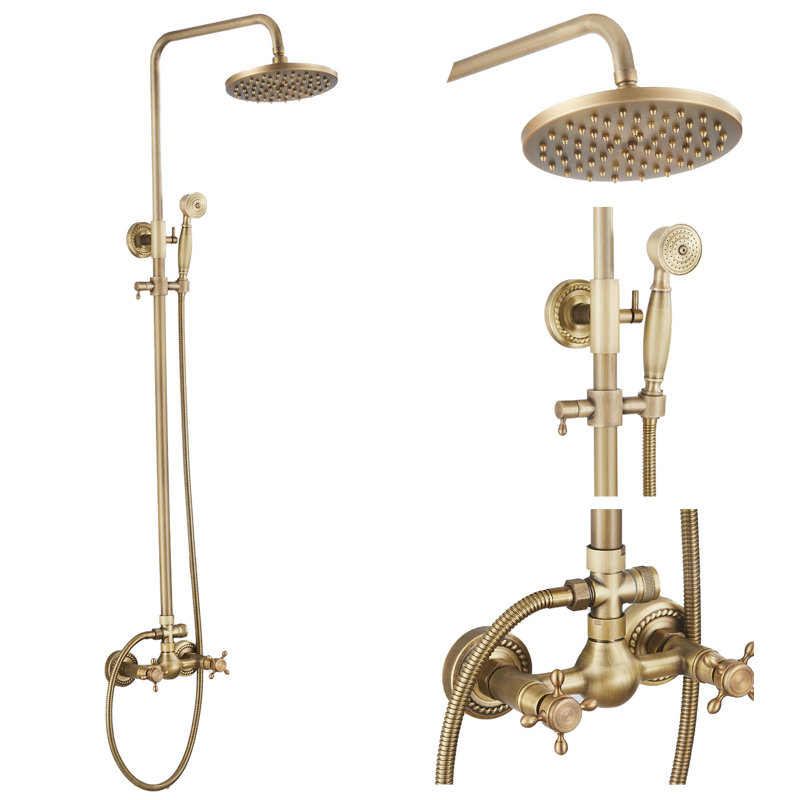 UFINE 9999-ORB Rain Shower System Set 2 Knobs Mixing 8 Inch Round ...