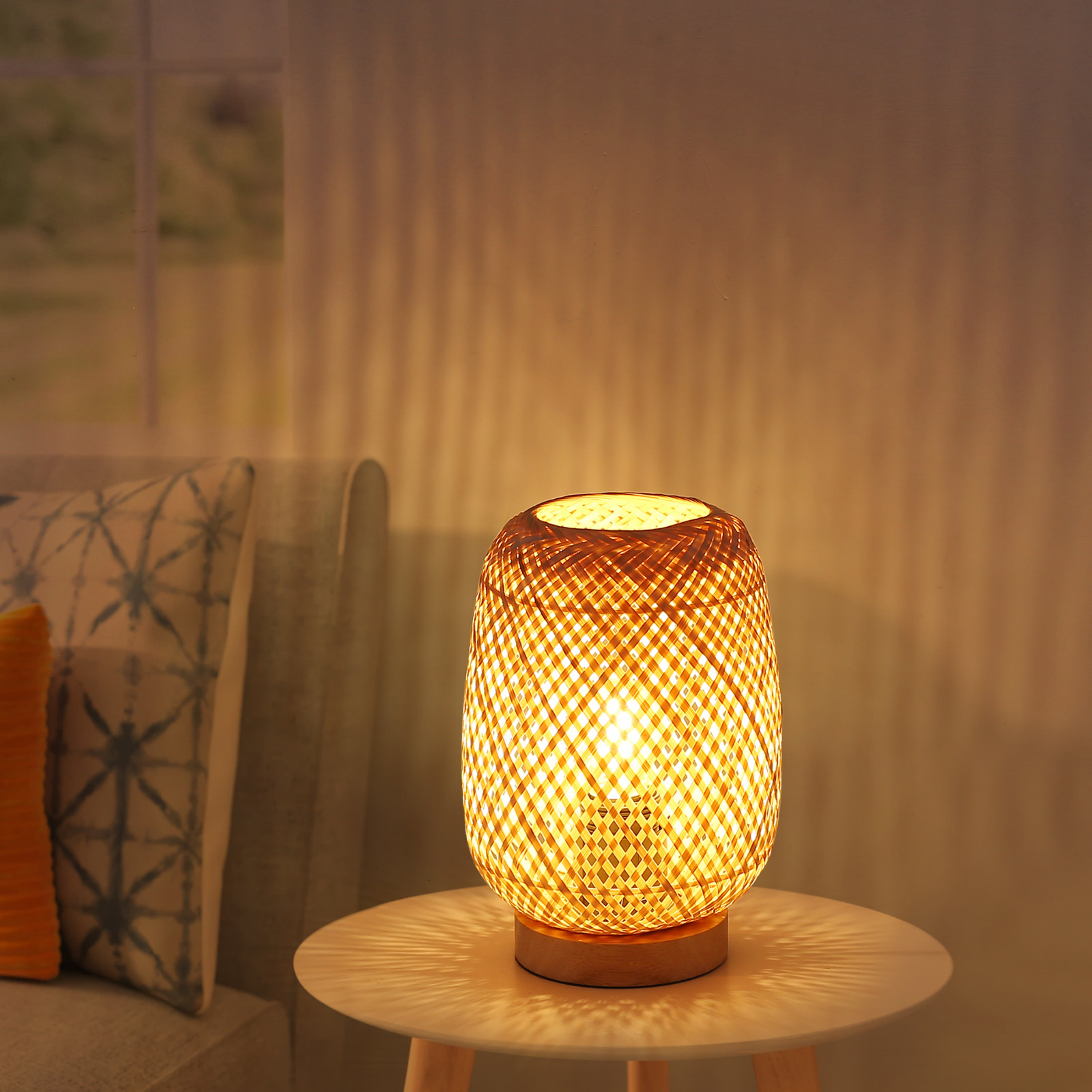 Bay Isle Home™ Benvolio Rattan Weave Bamboo Table Lamp With Wood Base ...