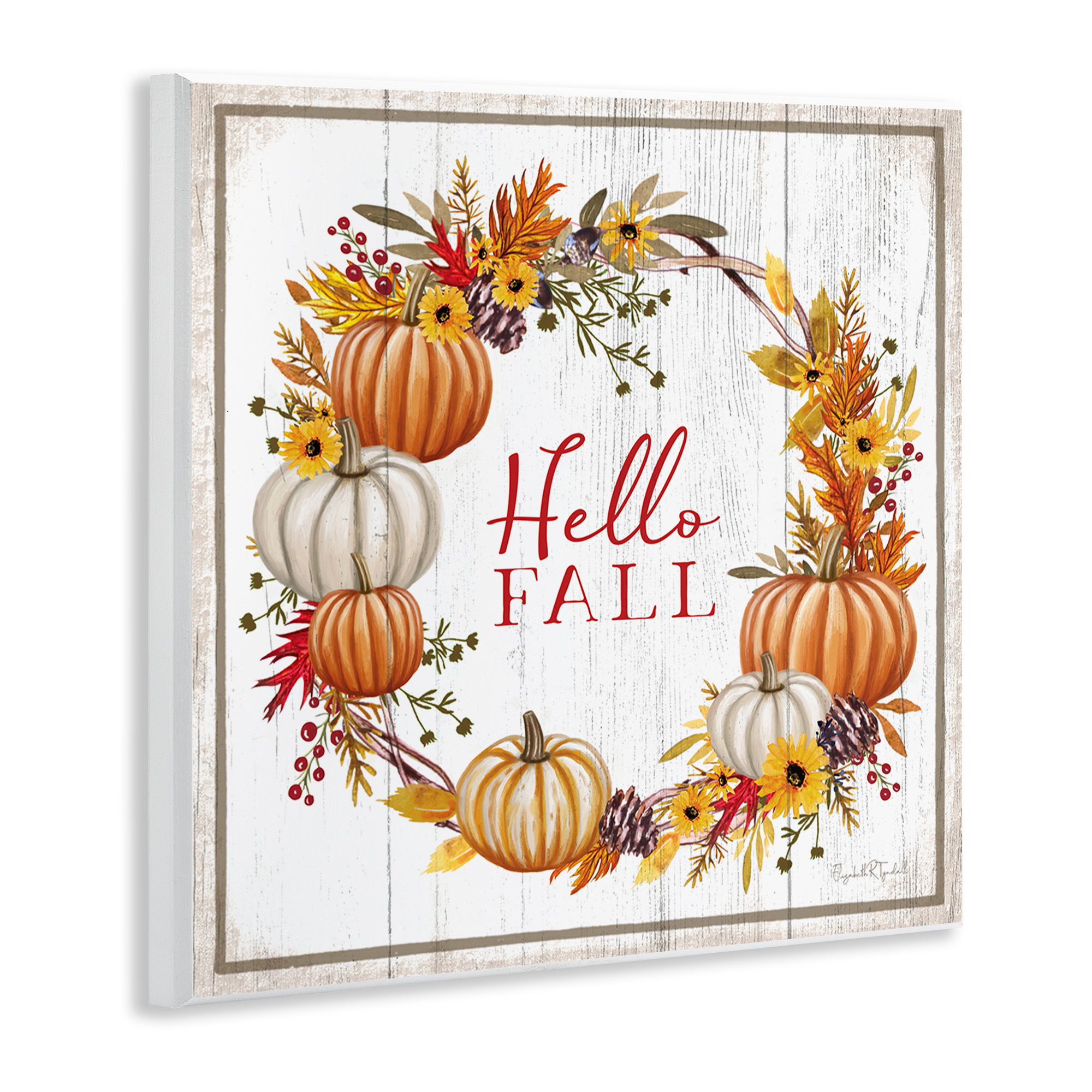 Stupell Industries Rustic Hello Fall Canvas Wall Art by Elizabeth ...