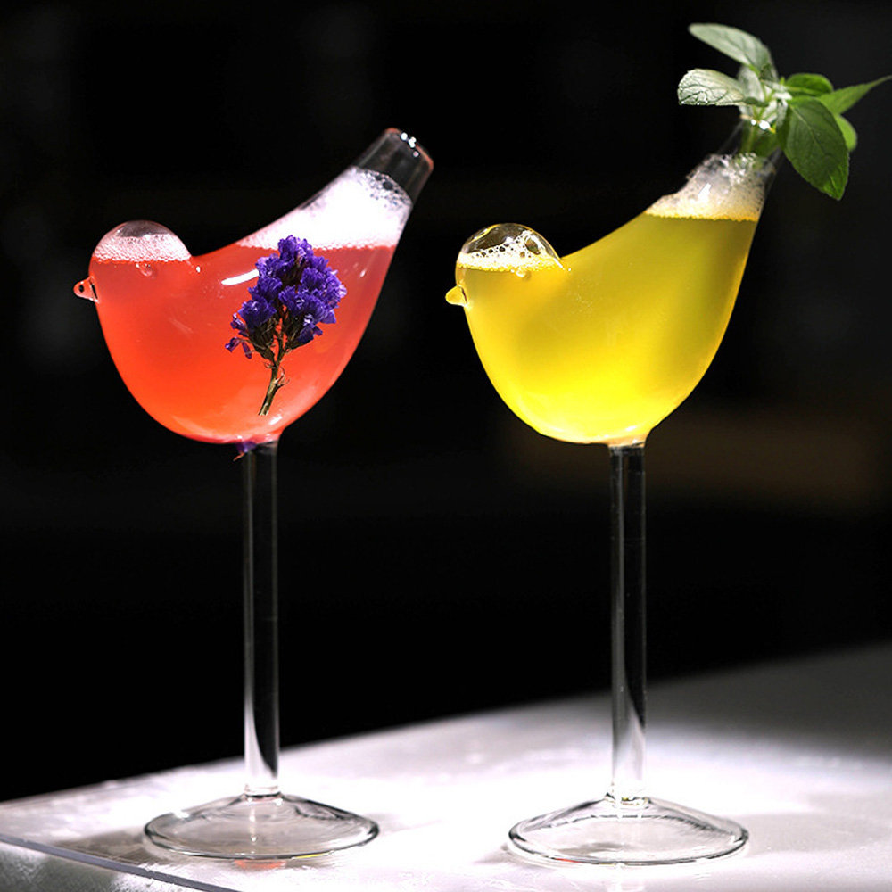 Lark Manor™ 2 Pieces Bird Shaped Cocktail Glasses, 5oz Creative Tall ...