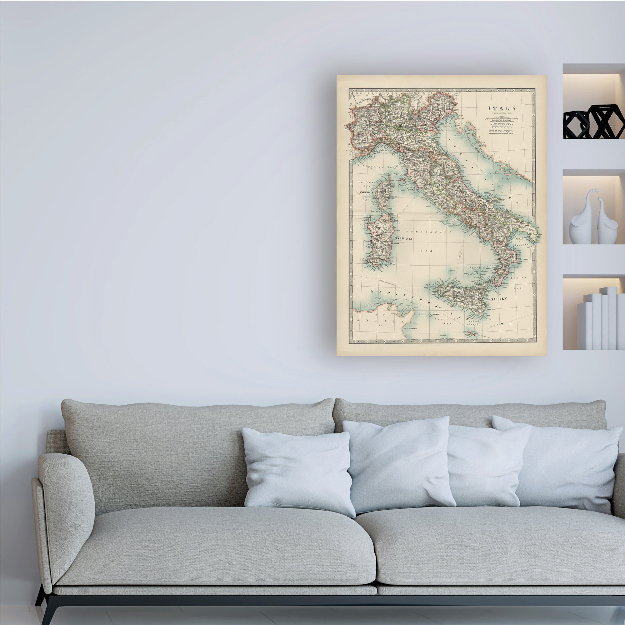 World Menagerie 'Johnstons Map of Italy' by Johnston - Painting Print ...